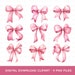 Bow Clipart Bundle Set, Watercolor Pink Bows Ribbons, Pastel Pink PNG ...