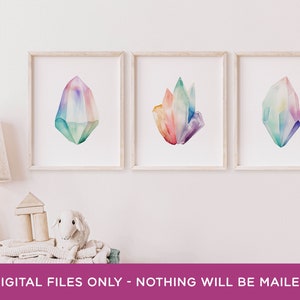 Crystal Clipart Bundle, Watercolor Rainbow Gem Jewel Diamond PNG ...