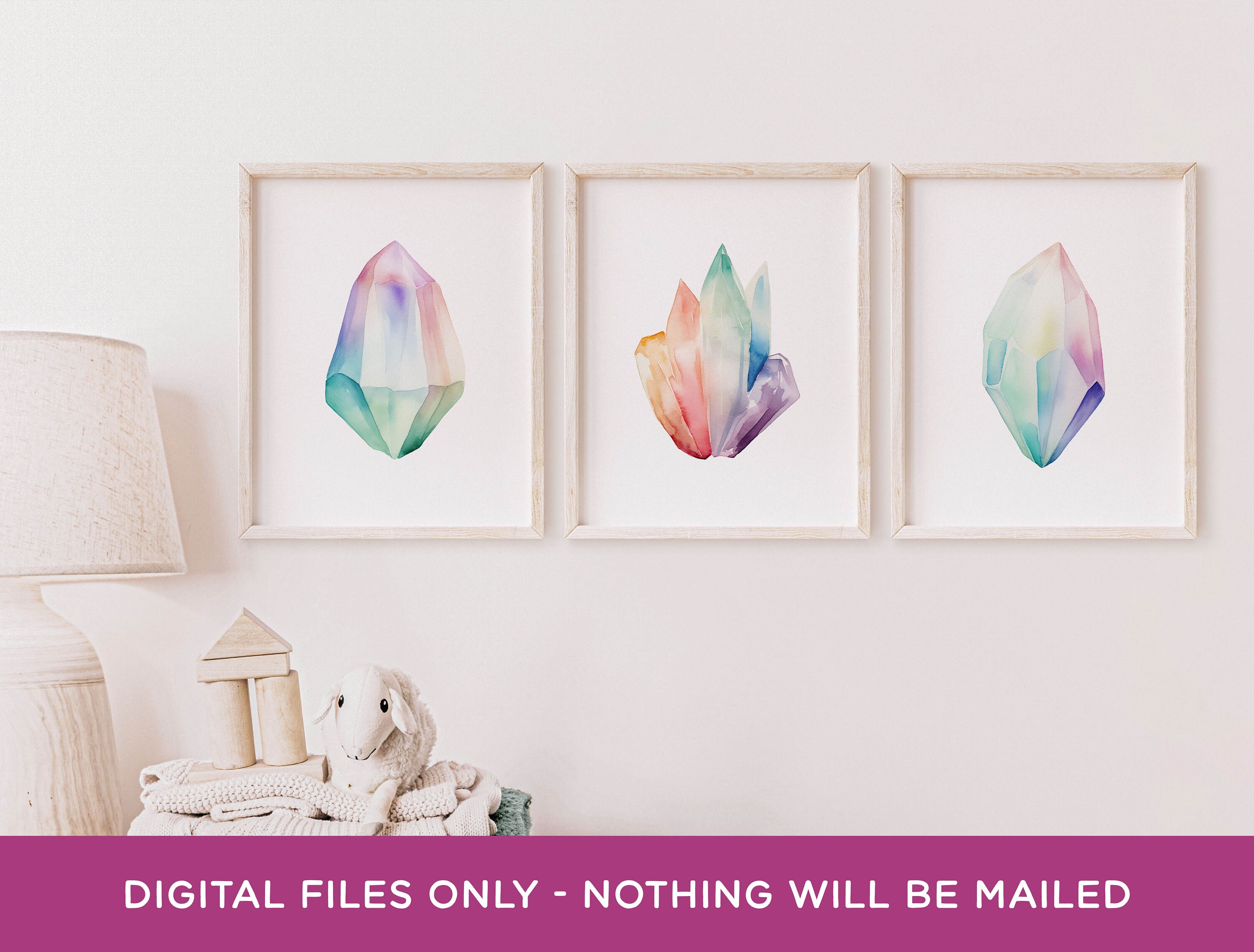 Crystal Clipart Bundle Watercolor Rainbow Gem Jewel Diamond - Etsy