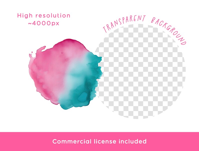 Brush Stroke Clipart Bundle, Pink & Blue Watercolor Smudge Splodge ...
