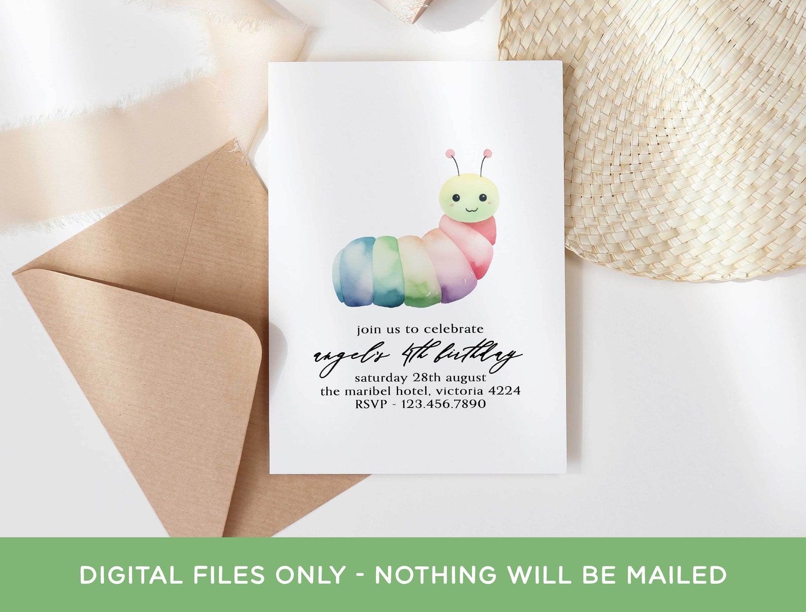 Caterpillar Clipart Bundle, Cute Rainbow Bug Caterpillars Watercolor ...