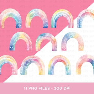 Rainbow Clipart Bundle, PNG Digital Download for Scrapbooking ...