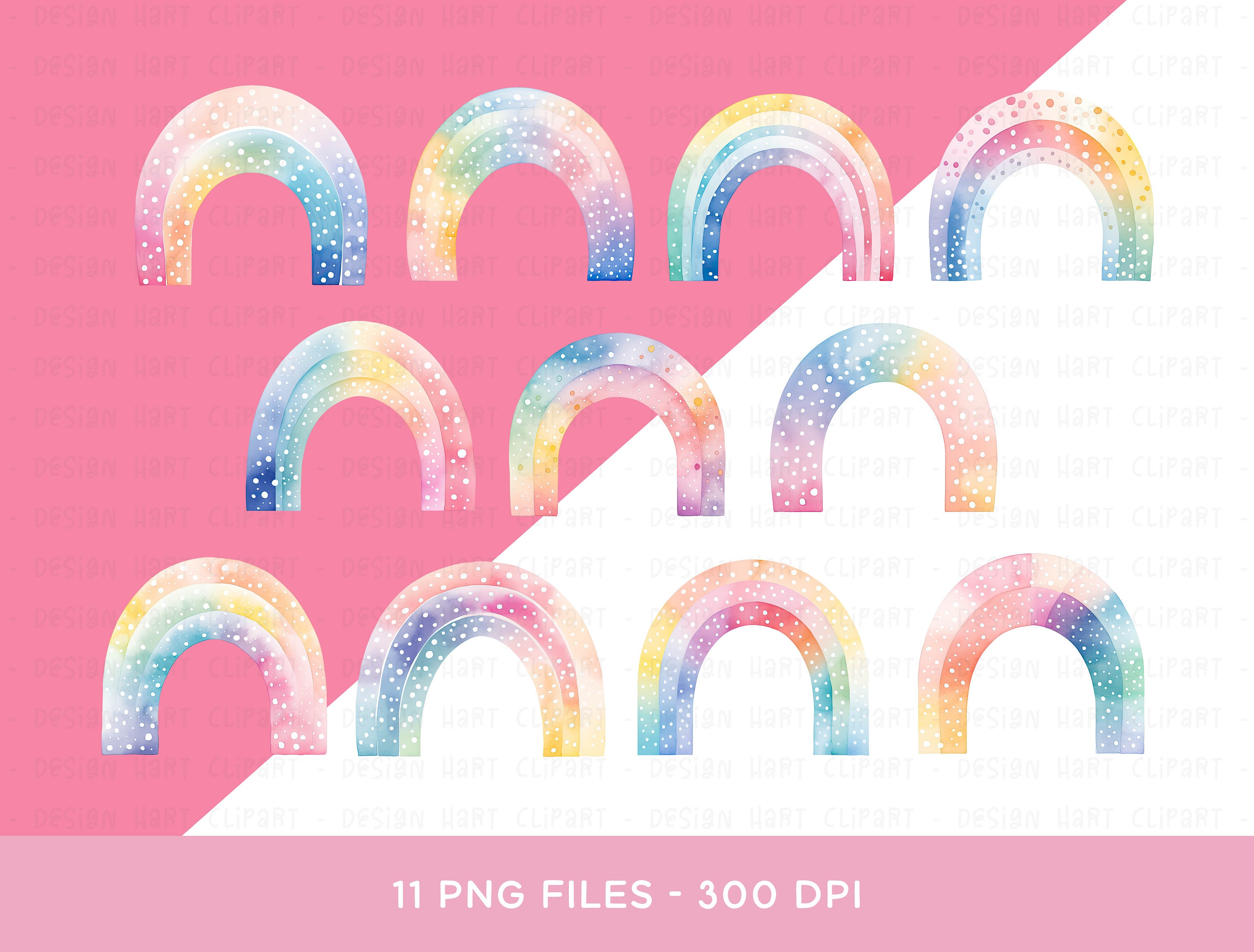 Rainbow Clipart Bundle, PNG Digital Download for Scrapbooking ...
