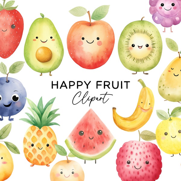 Smiling Fruit Art Clip Art - Etsy