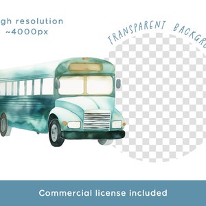 School Bus Clipart Bundle - Watercolor Colorful Pastel PNG Vehicles for ...