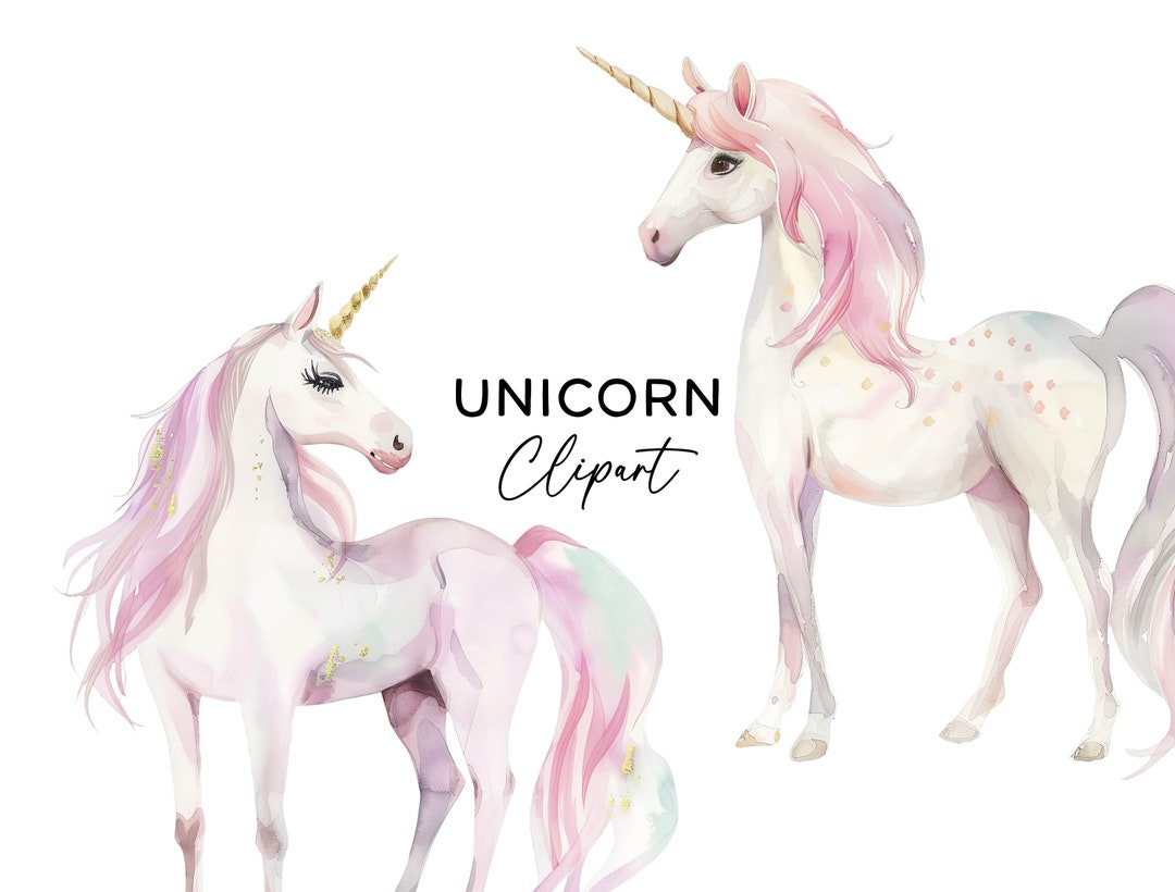 Unicorn Clipart Bundle - Watercolor Magical Pastel Rainbow Unicorns PNG ...