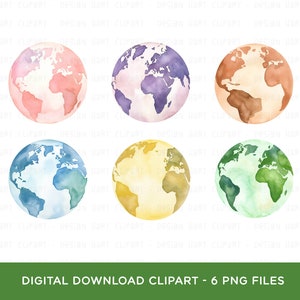 World Globe Clipart Bundle - Colorful Pastel Earth Graphics, PNG ...