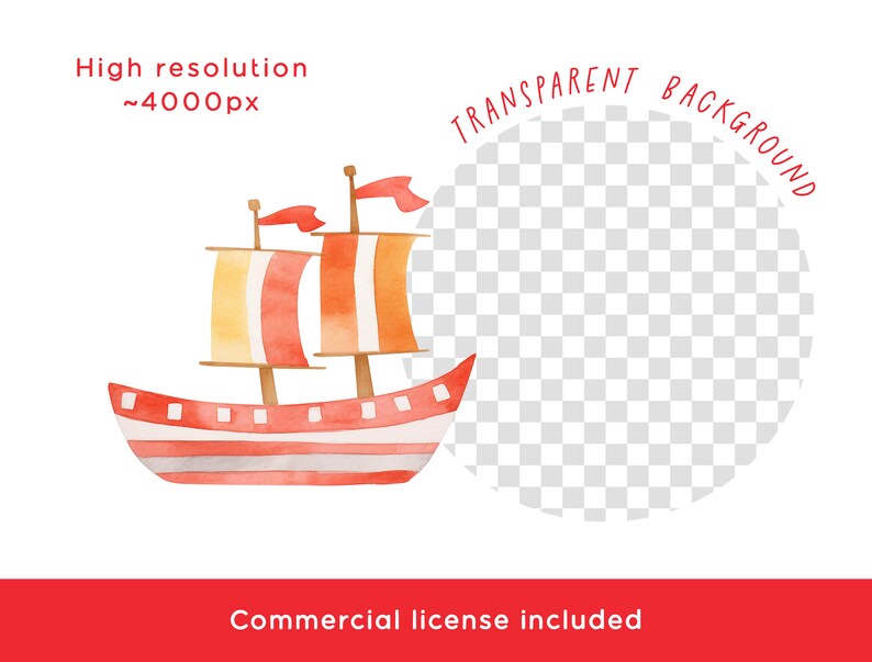 Pirate Clipart Set, Watercolor PNG Graphics Commercial Use Pirate Party ...