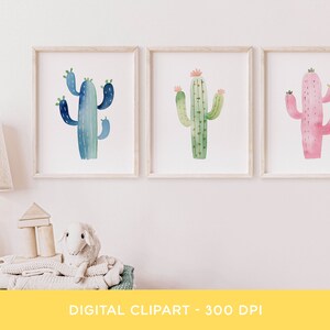 Cactus Clipart Bundle, Colorful Rainbow Cactus Desert Pink Purple Blue ...
