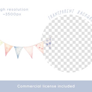 Bunting Clipart Bundle, Watercolor Pastel Party Banner Rainbow PNG ...