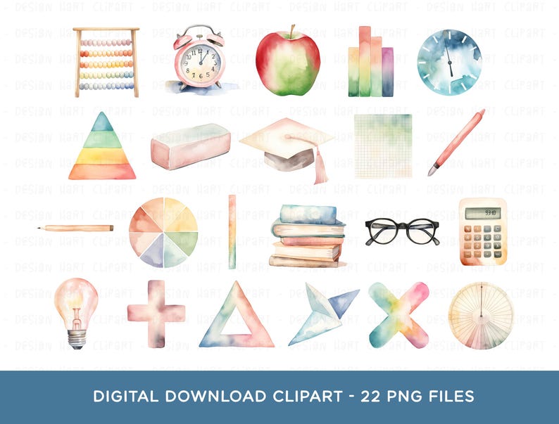 Maths Clipart Bundle, PNG Graphic Digital Download Watercolor ...