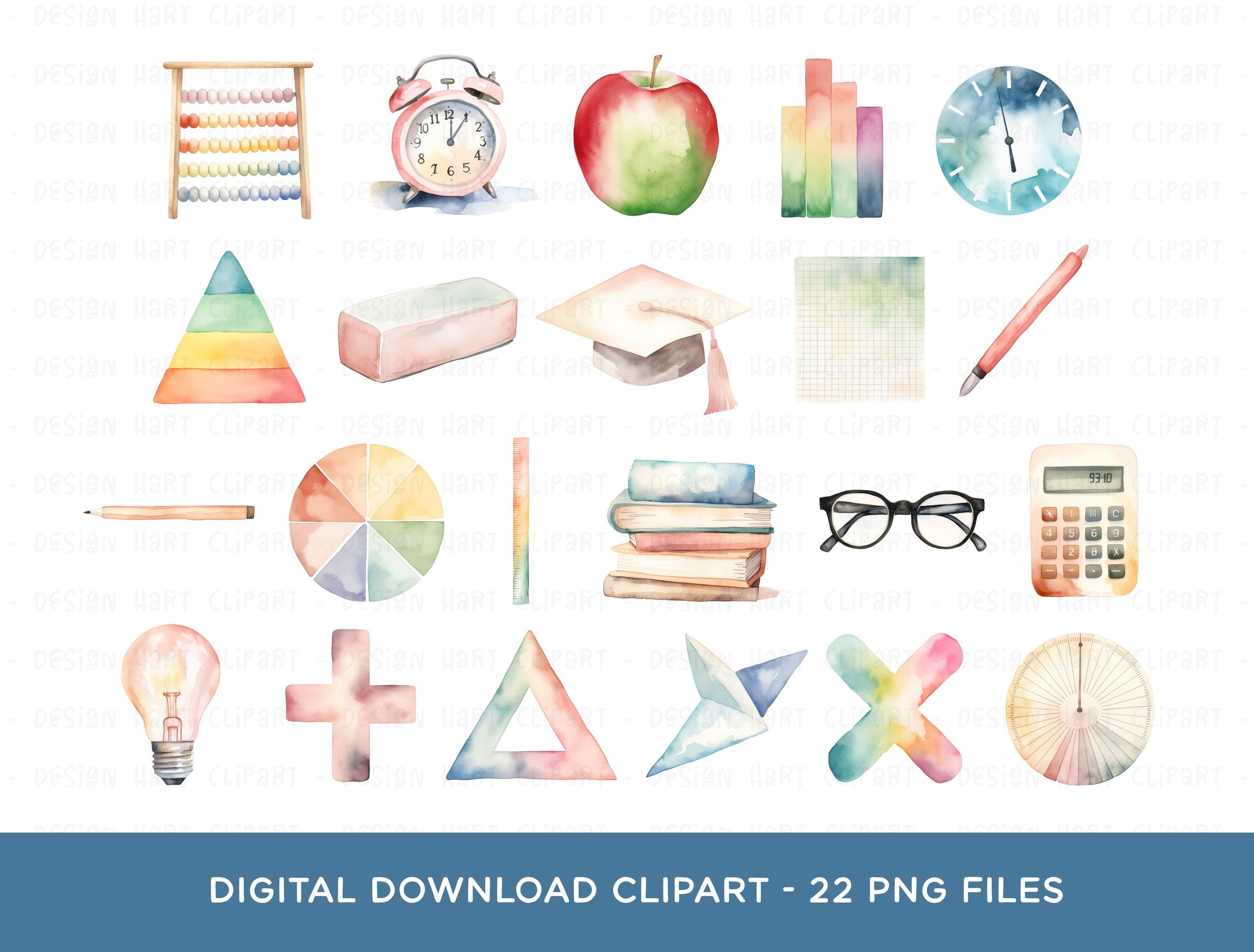 Maths Clipart Bundle, PNG Graphic Digital Download Watercolor ...