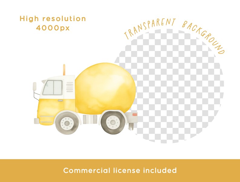 Construction Clipart Bundle, Vehicles Watercolor Digger Excavator Dump ...