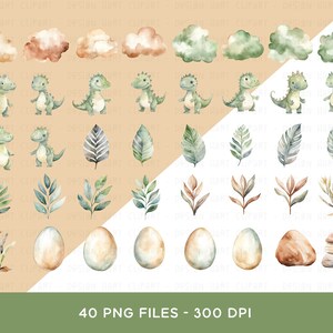 Dinosaur Clipart Bundle, Watercolor T-rex PNG Clip Art for Nursery Art ...