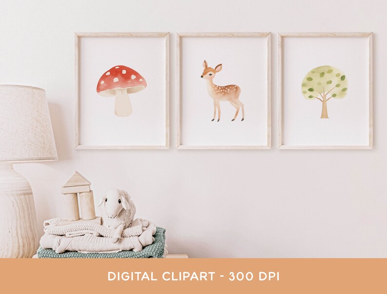 Watercolor Deer Clipart, Woodland Nursery Decor Printable Clipart for ...