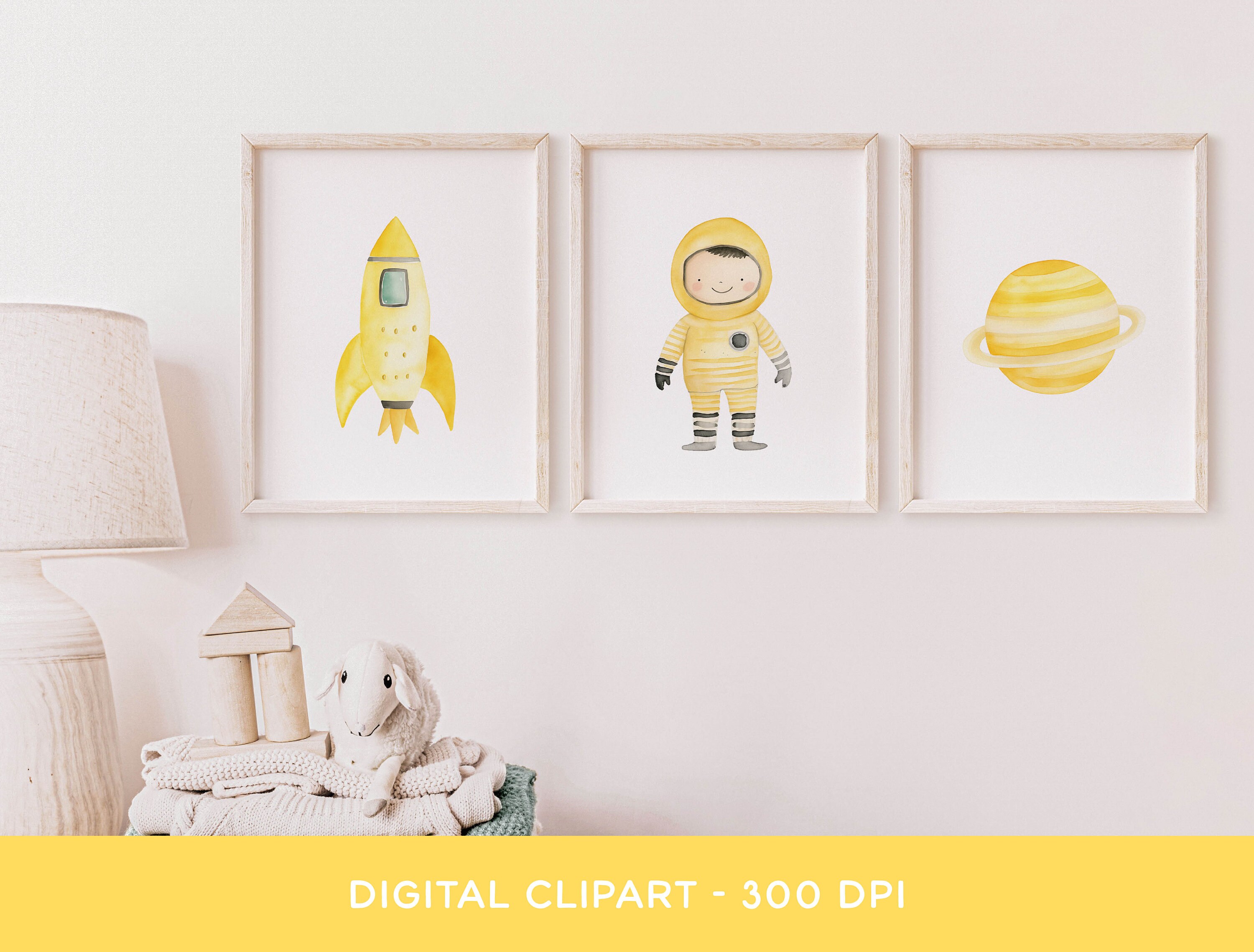 Astronaut Clipart Bundle, Outer Space Galaxy Planets Rocket for Kids ...