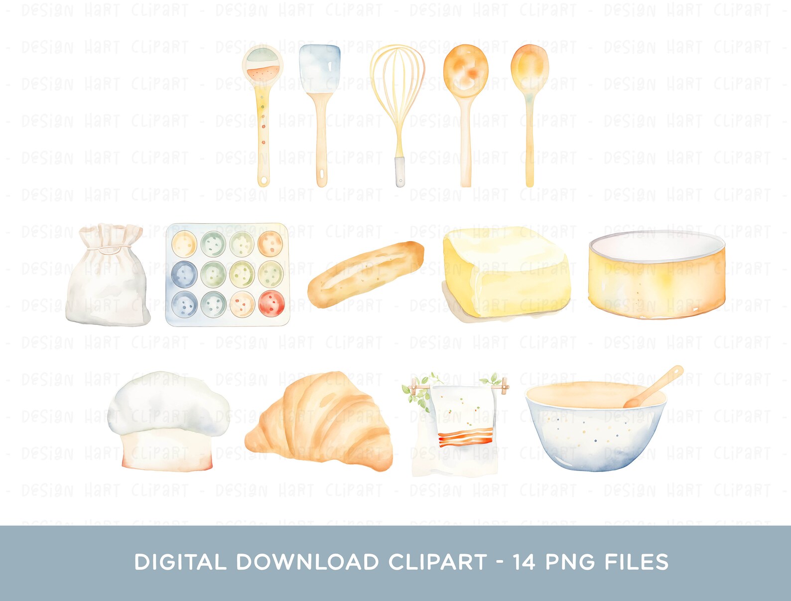 Baking Clipart Bundle Set, PNG Digital Download Watercolor Bakery ...