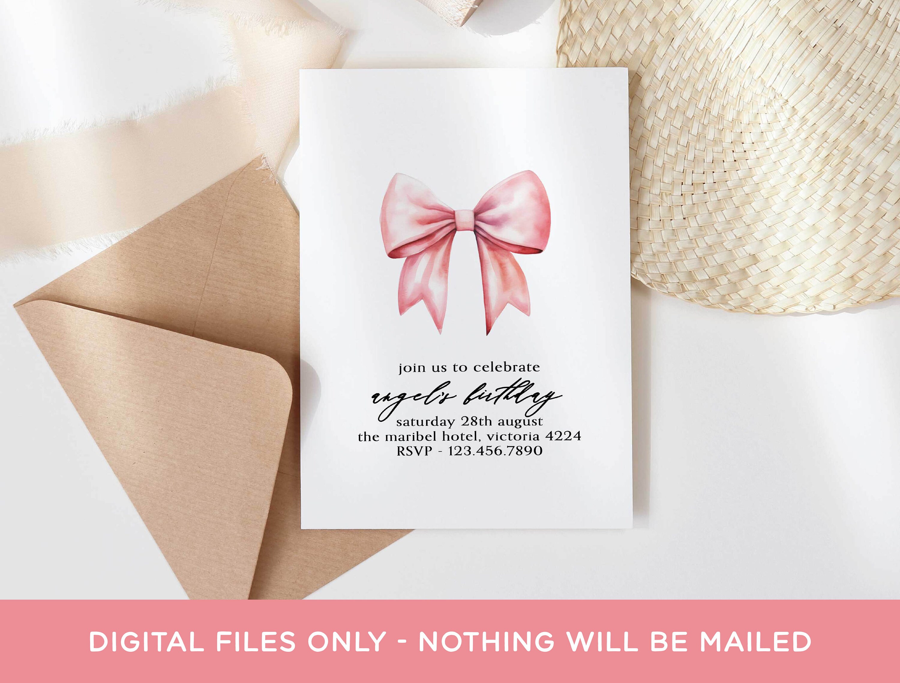 Bow Clipart Bundle Set, Watercolor Pink Bows Ribbons, Pastel Pink PNG ...