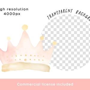 Crowns Clipart Bundle, Watercolor Pink Princess Crowns Rainbow Pink ...
