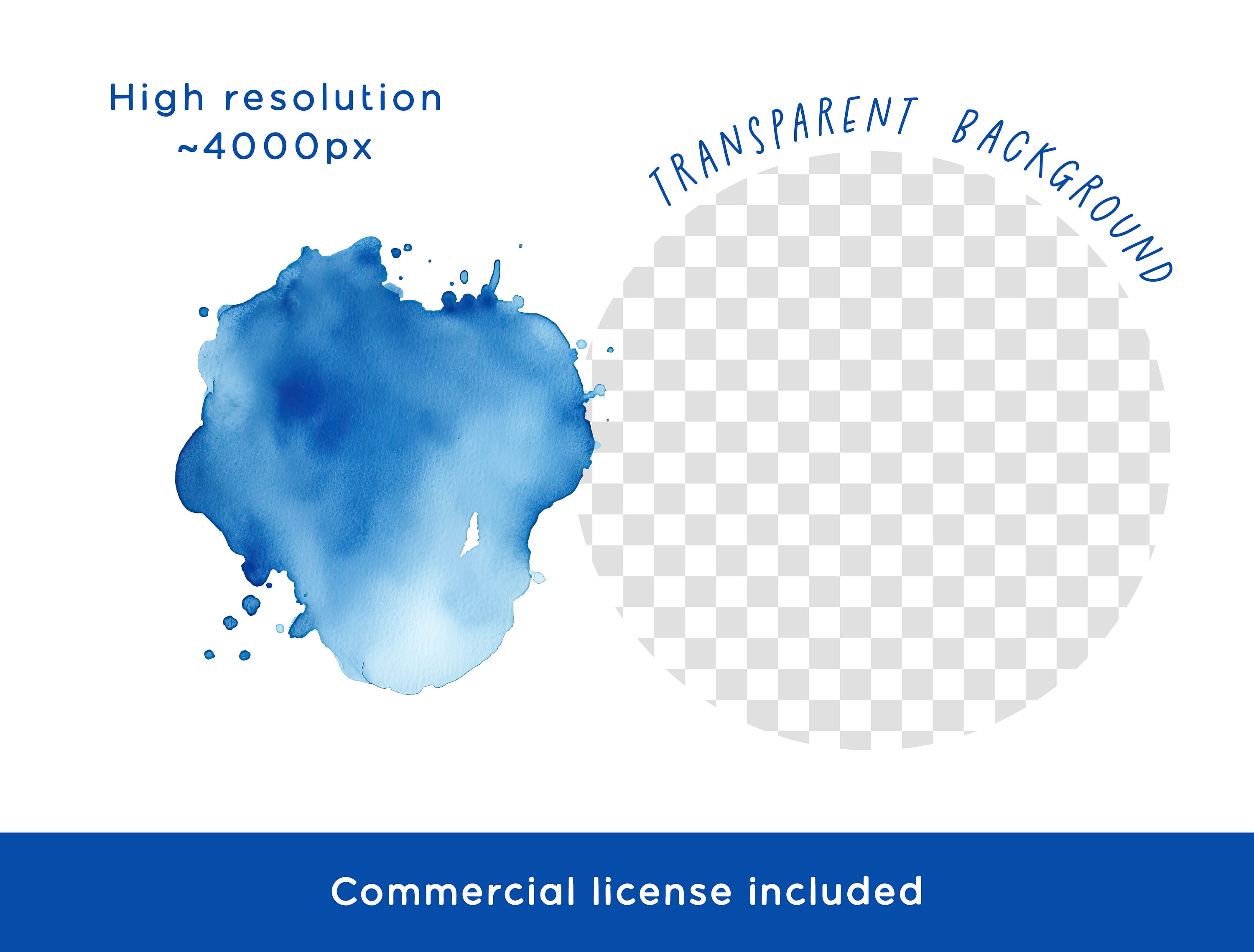 Blue Brush Stroke Clipart Bundle Watercolor Smudge Stain Splodge ...