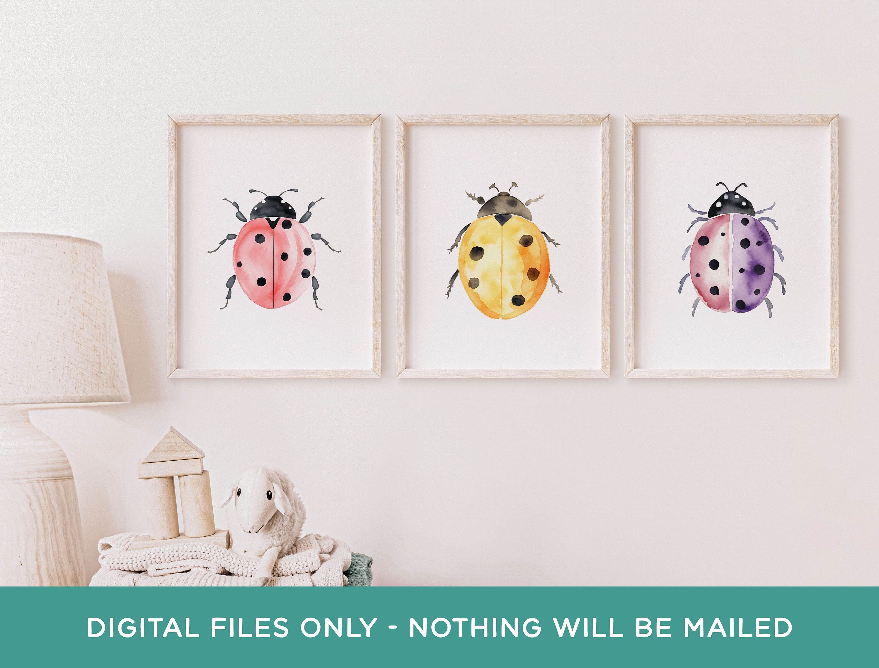 Ladybug Clipart Bundle Set - Watercolor Rainbow Ladybird Insect PNG for ...