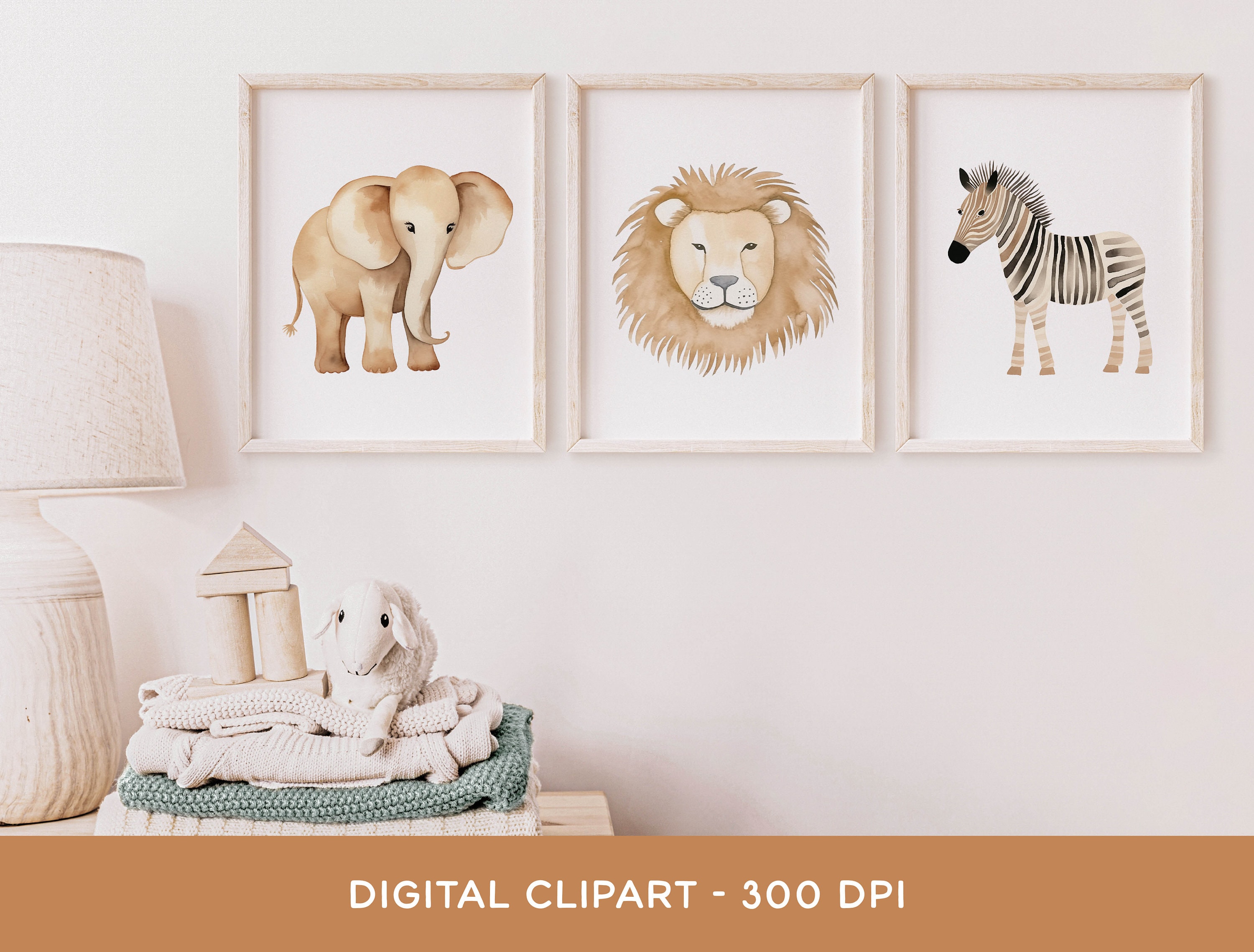 Party Animals Clipart Bundle, Watercolor Safari Jungle Zoo Animals With ...