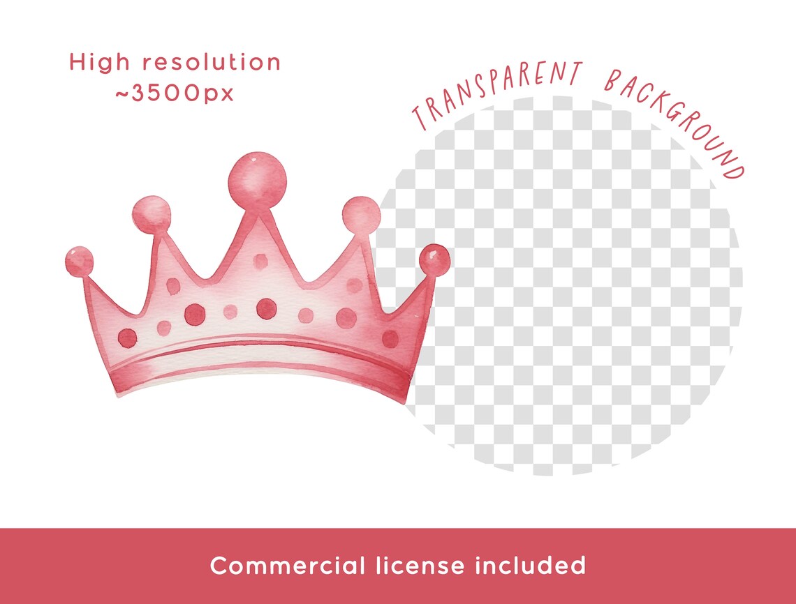 Crowns Clipart Bundle Watercolor Pink Princess Crowns Hand Painted ...