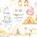 Camping Clipart Bundle, Camper Caravan Picnic Campfire Sleeping Bag ...