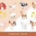 Farm Animal Clipart Bundle, Watercolor Barnyard Animals Pig Cow Horse ...
