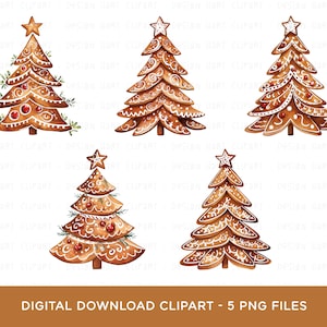Gingerbread Clipart Bundle, Watercolor Christmas Tree Cookies Cozy ...