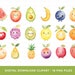 Happy Fruit Clipart Bundle - Watercolor Cute Smiling Apple Banana ...