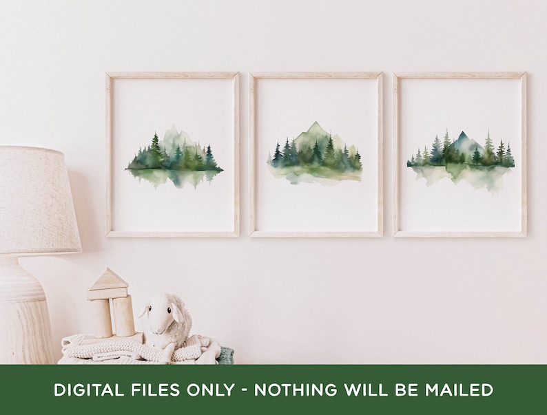 Forest Clipart Bundle Watercolor Woodland Nature Rustic Mountains Pine ...