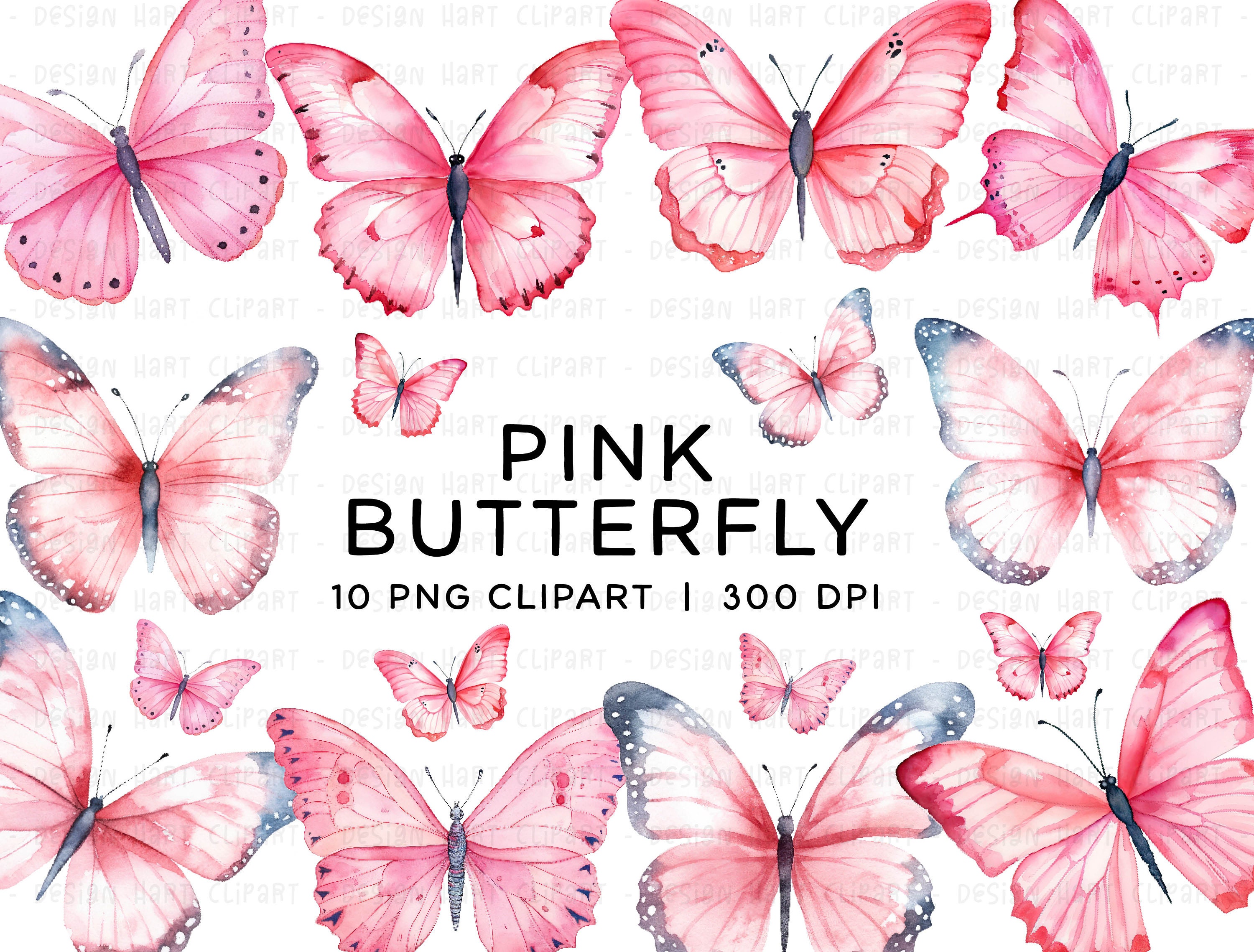 Watercolor Butterfly Clipart Bundle Pink Pastel Butterflies - Etsy