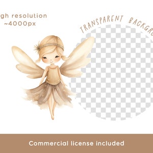 Beige Fairy Clipart - Watercolor Whimsical Magical Boho Fairy PNG for ...