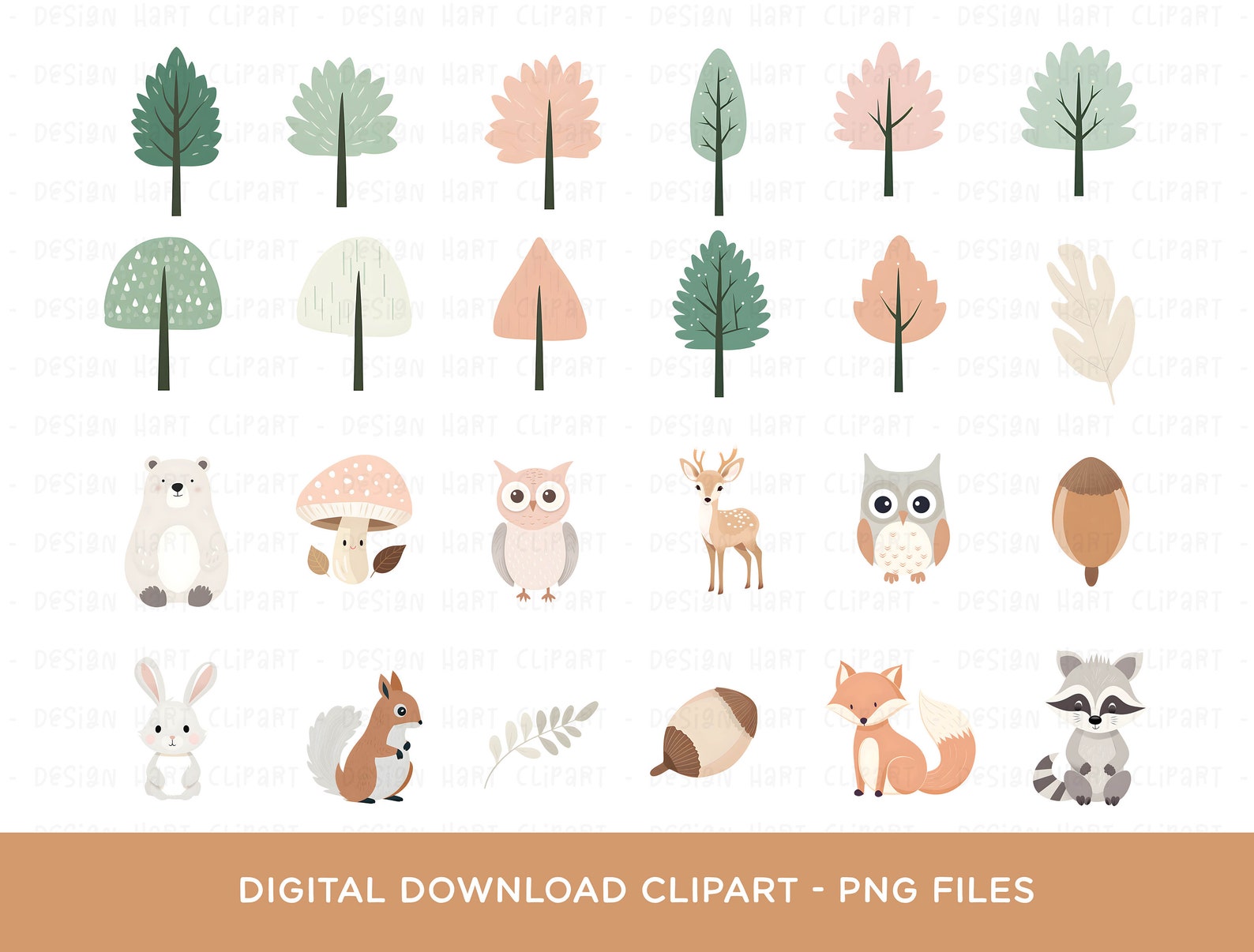 Woodland Animal Clipart Bundle, PNG Graphics Digital Download ...