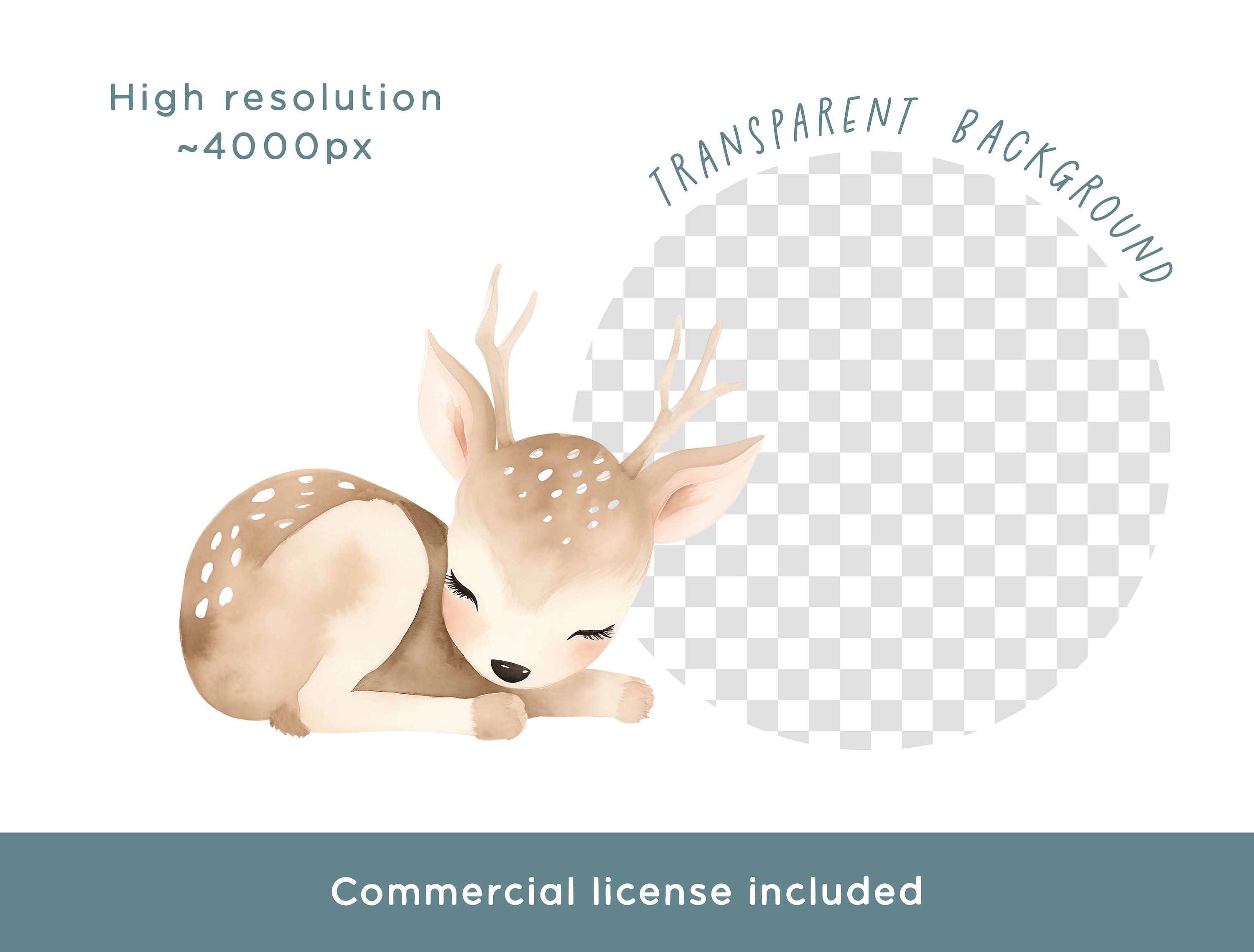 Baby Deer Clipart Bundle Set Watercolor Woodland Animal Whimsical ...