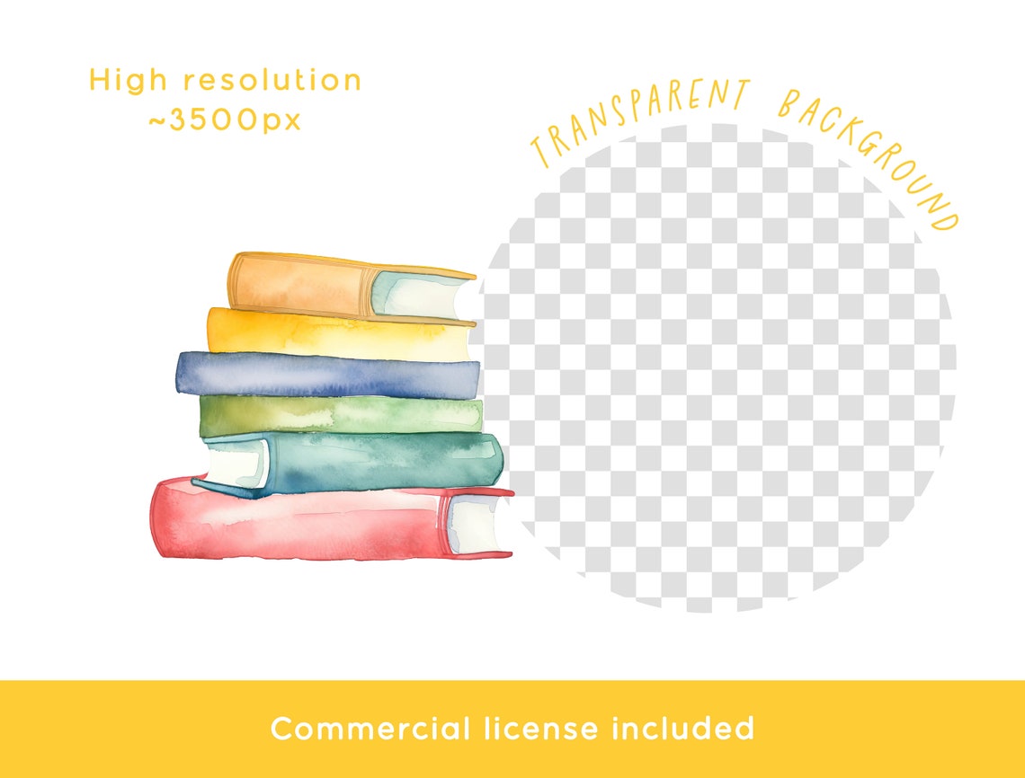 School Clipart Bundle, Watercolor Pencil Bus Books Globe Graphics ...