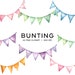 Bunting Clipart Bundle, Watercolor Pastel Flag PNG Digital Download ...