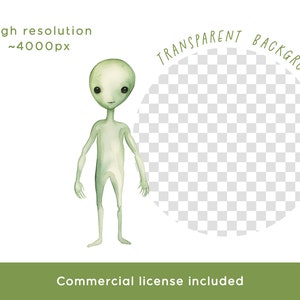 Alien Clipart Bundle - Watercolor Outer Space UFO Spaceship Planet ...