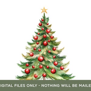 Christmas Tree Clipart Bundle - Watercolor Green Xmas Trees PNG Files ...