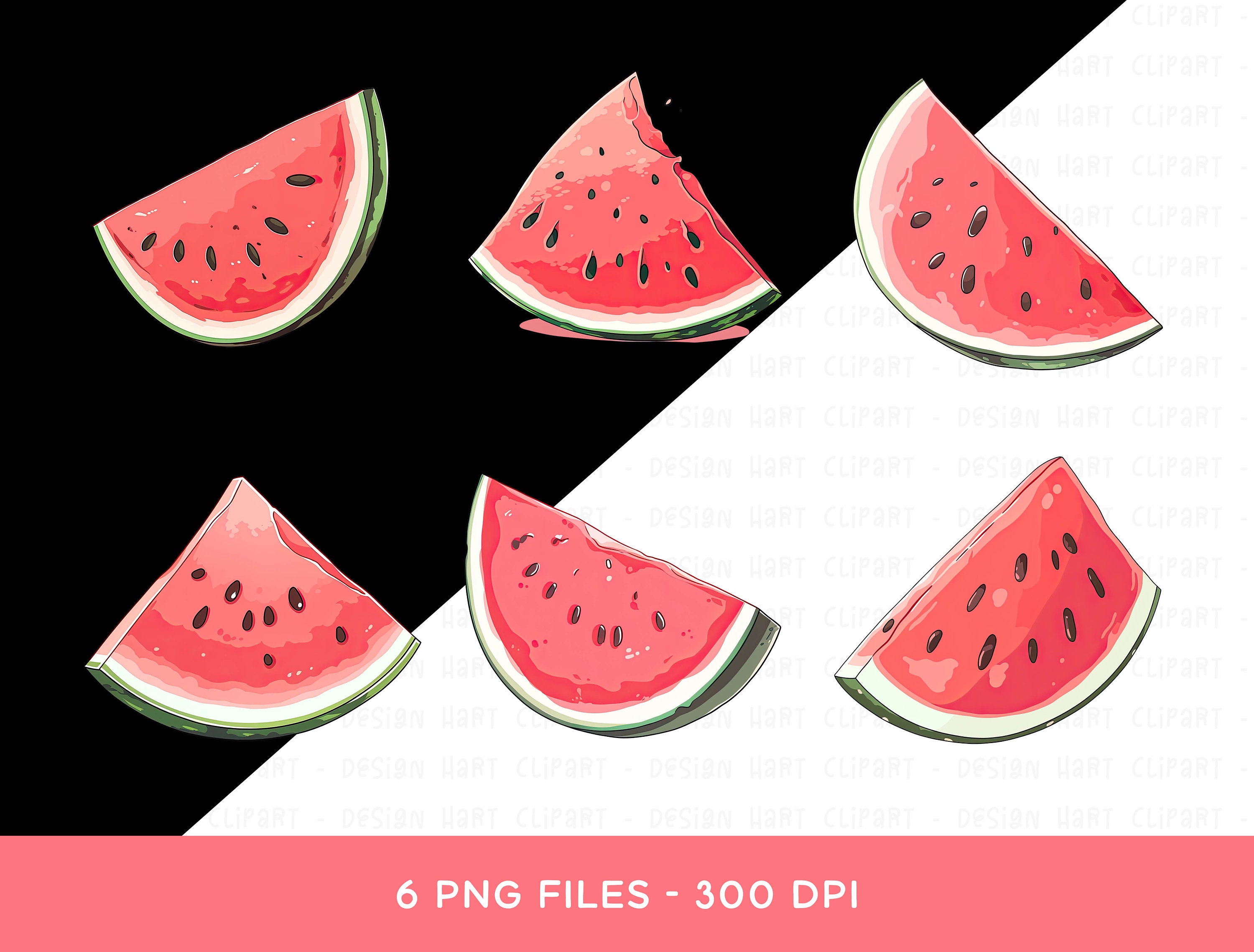 Watermelon Clipart Bundle, Watercolor Summer Fruit Slices PNG Clip Art ...