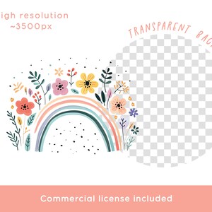 Rainbows Clipart Bundle, Colorful Floral PNG Graphics for Invitations ...