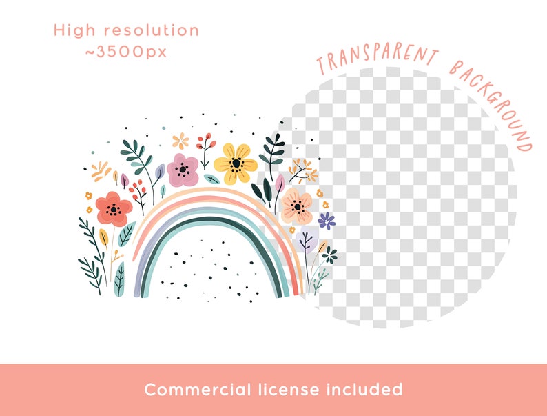 Rainbows Clipart Bundle Colorful Floral PNG Graphics for - Etsy