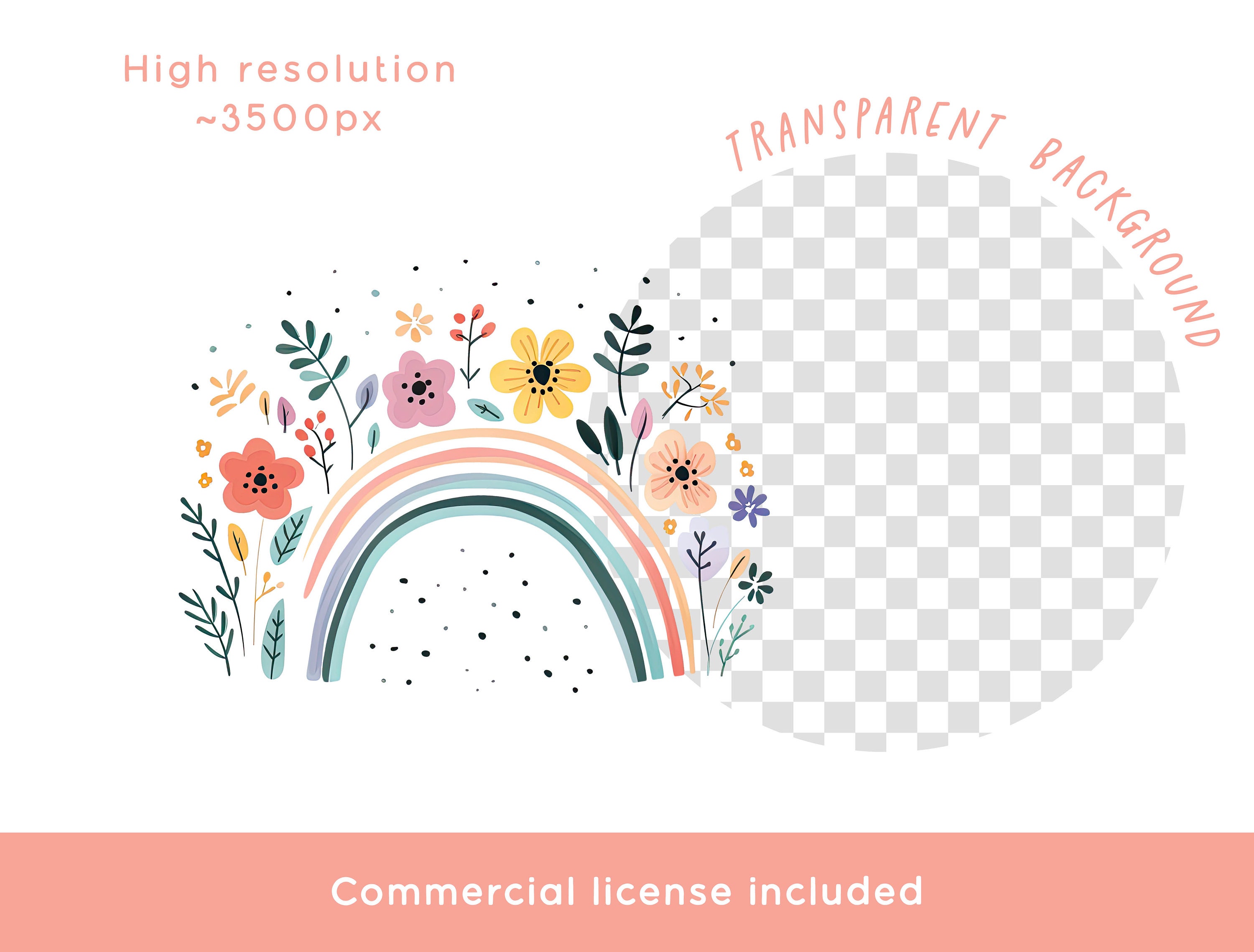 Rainbows Clipart Bundle Colorful Floral PNG Graphics for - Etsy