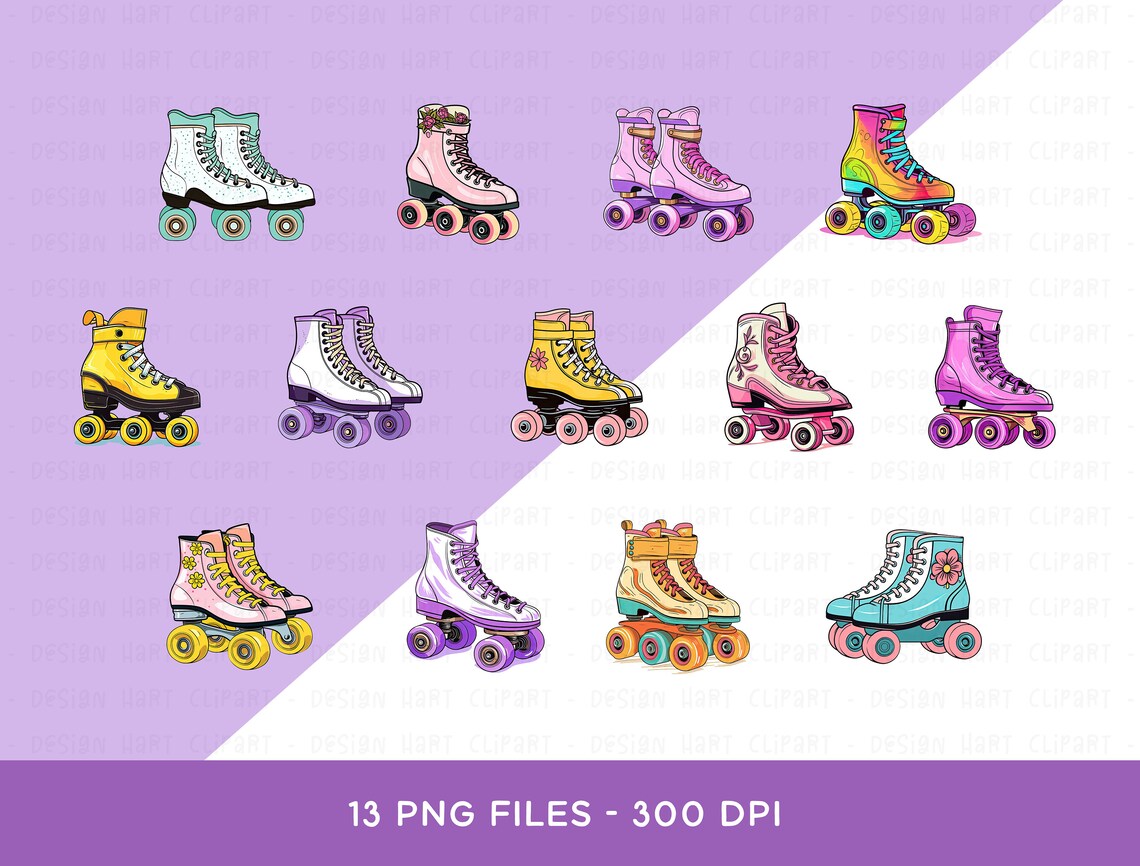 Retro Rollerskates Clipart Bundle 90s Skates Groovy PNG - Etsy Australia