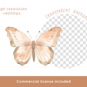 Butterfly Clipart Bundle - Watercolor Boho Beige Neutral Soft Pastel ...
