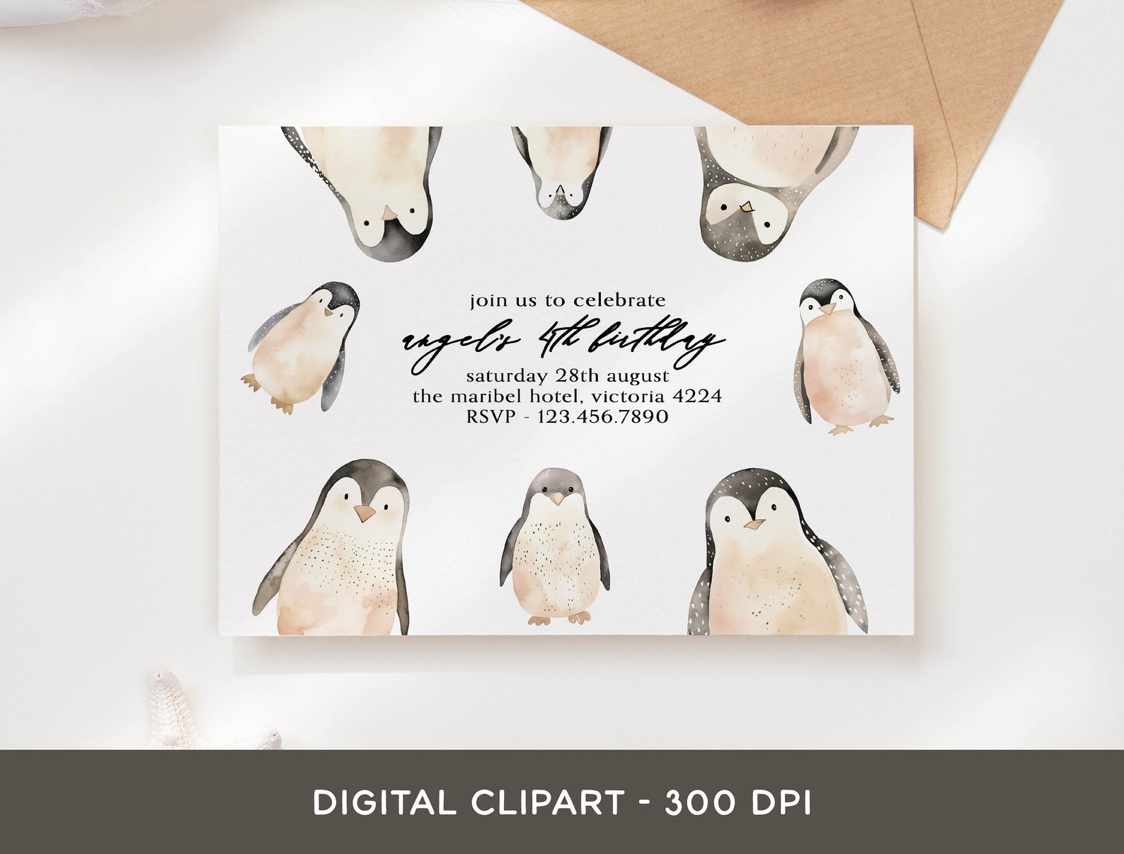 Penguins Clipart Bundle Set, Watercolor Pastel Boho Penguin PNG Digital ...