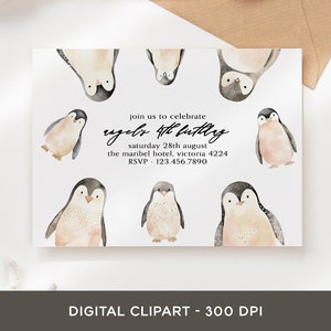 Penguins Clipart Bundle Set, Watercolor Pastel Boho Penguin PNG Digital ...