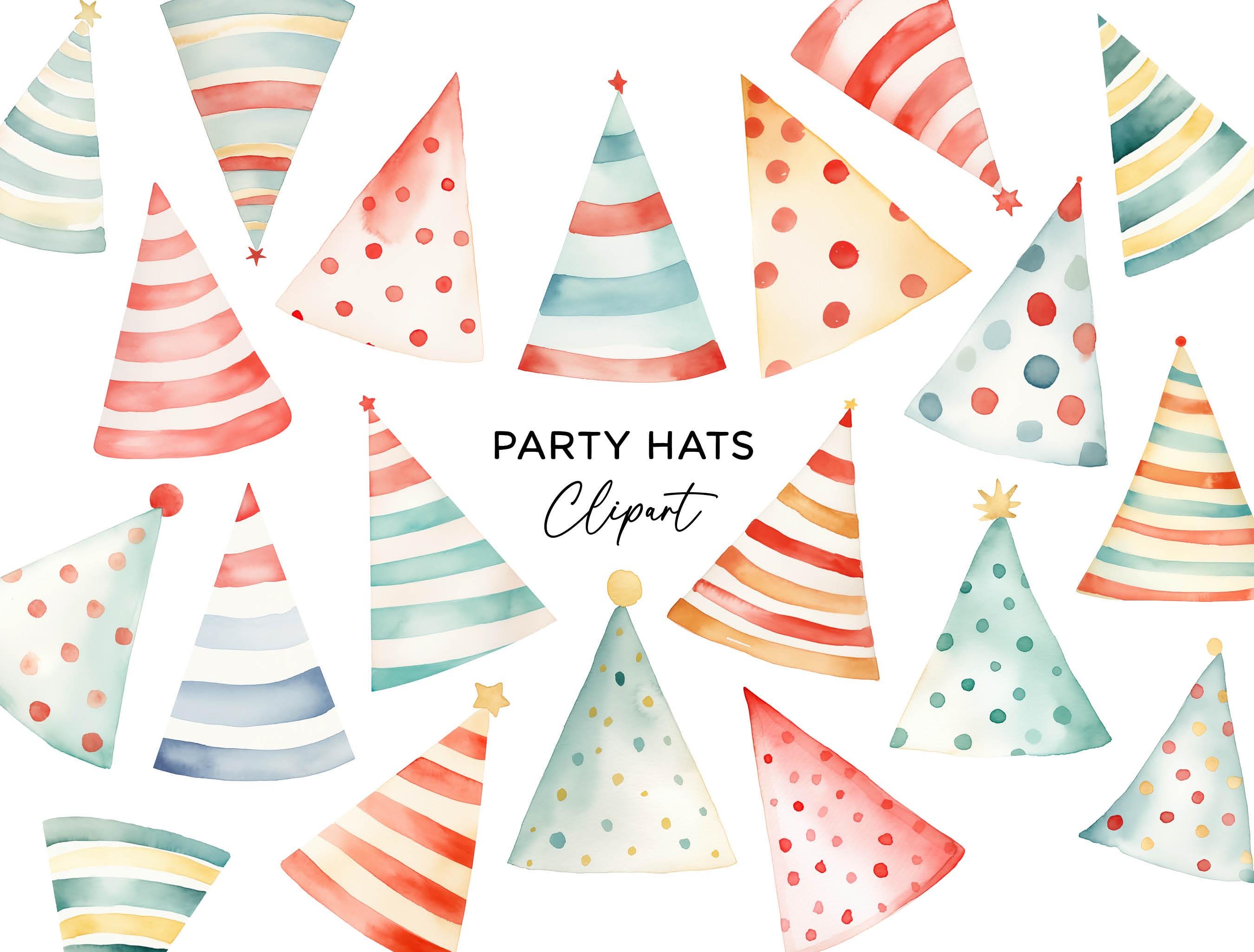 Party Hats Clipart Bundle, PNG Graphics Digital Download Watercolor ...
