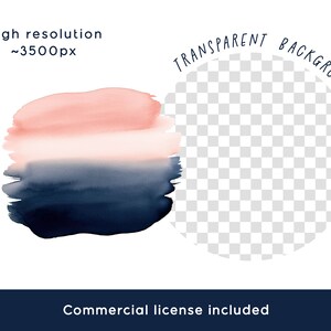 Brush Stroke Clipart Bundle - Watercolor Blush Pink Navy Blue Smudge ...